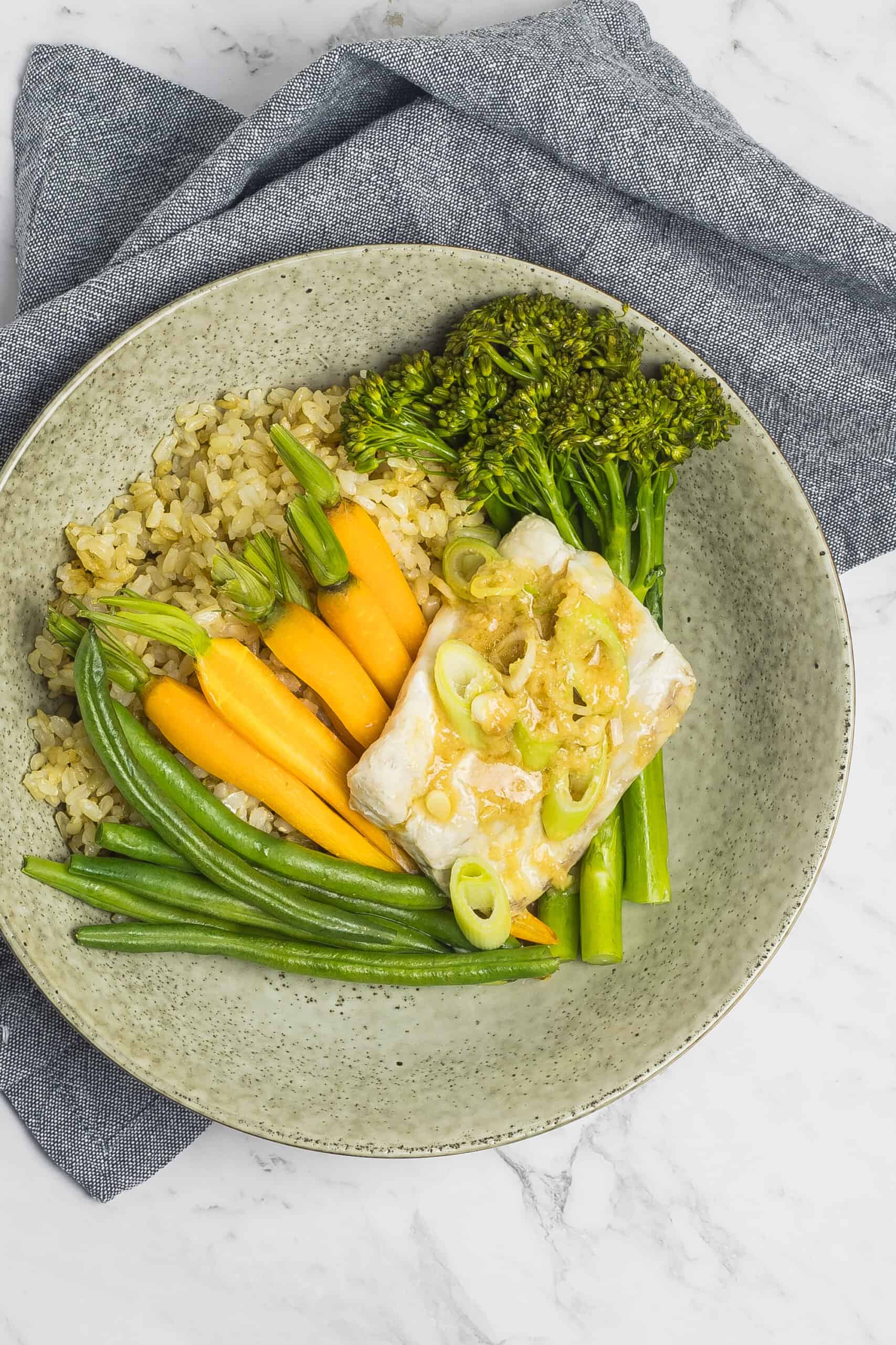 Easy Fish Dinner with Miso Ginger Dressing - Steam & Bake