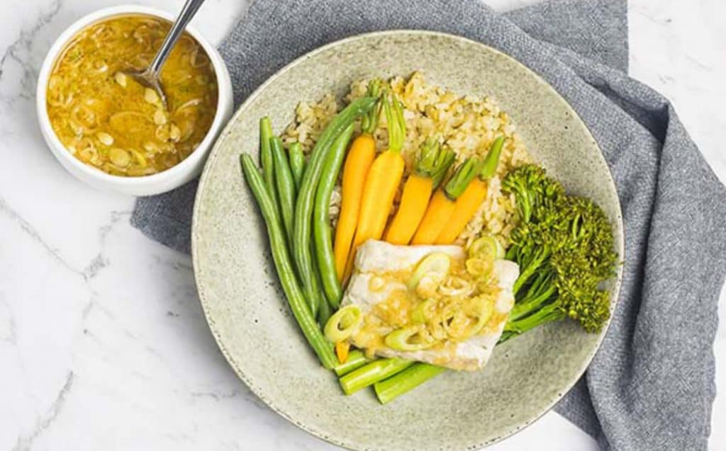 Easy Fish Dinner with Miso Ginger Dressing - Steam & Bake