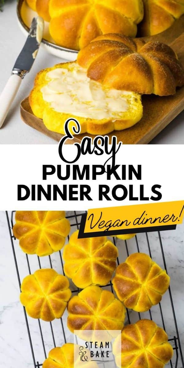 Easy and Fluffy Pumpkin Shaped Dinner Rolls - Steam & Bake