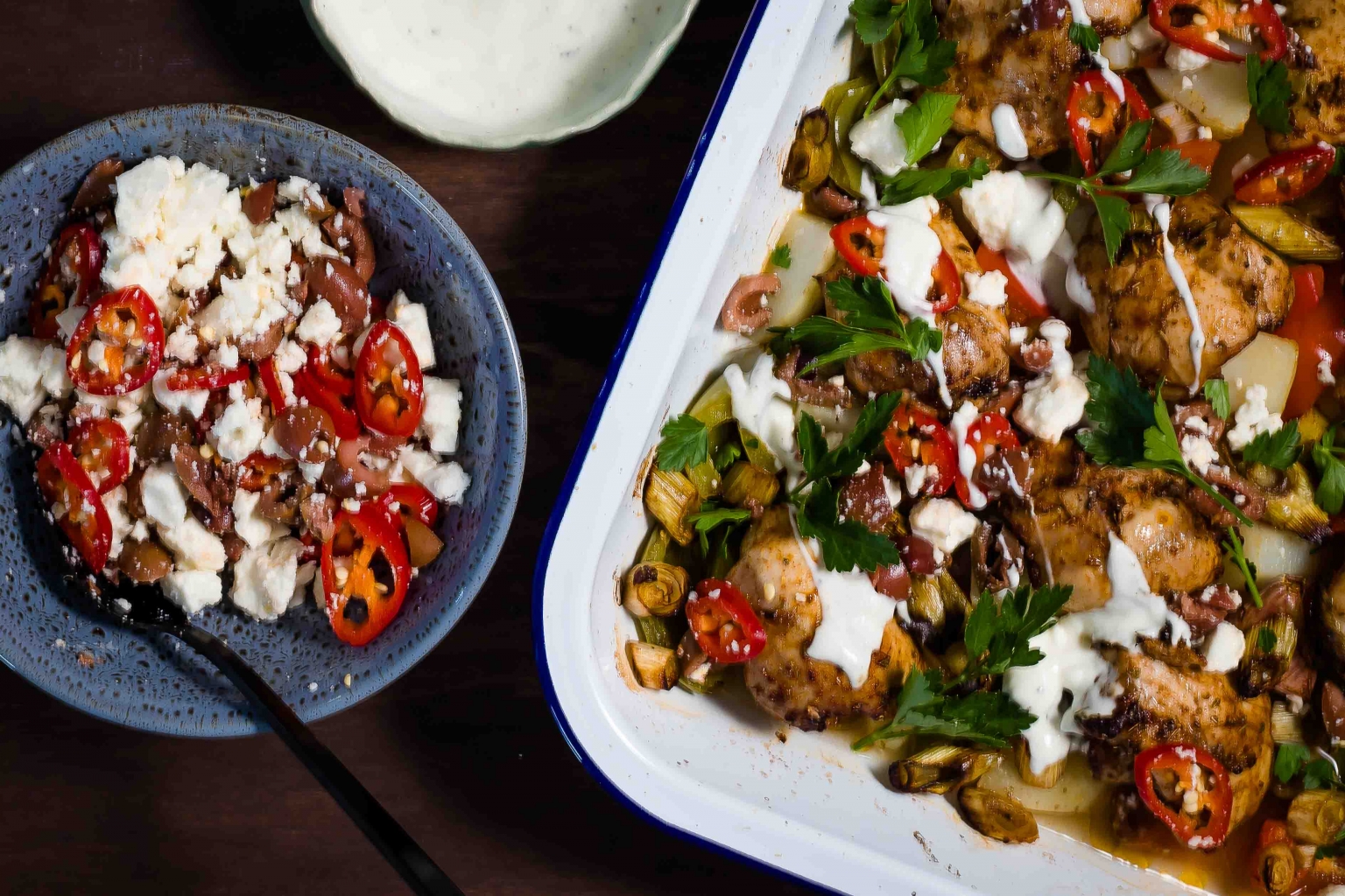 Simple Greek Chicken Sheet Pan Dinner with Olives and Feta - Steam & Bake