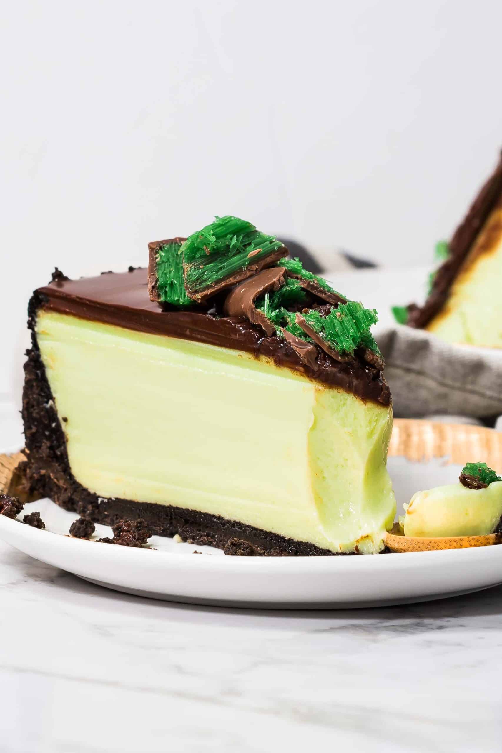 Mint Chocolate Cheesecake with Oreo Crust and Peppermint Candy - Steam & Bake