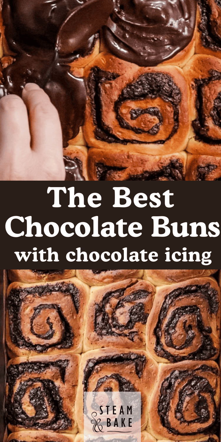 Sticky Chocolate Buns with Chocolate Glaze - Steam & Bake