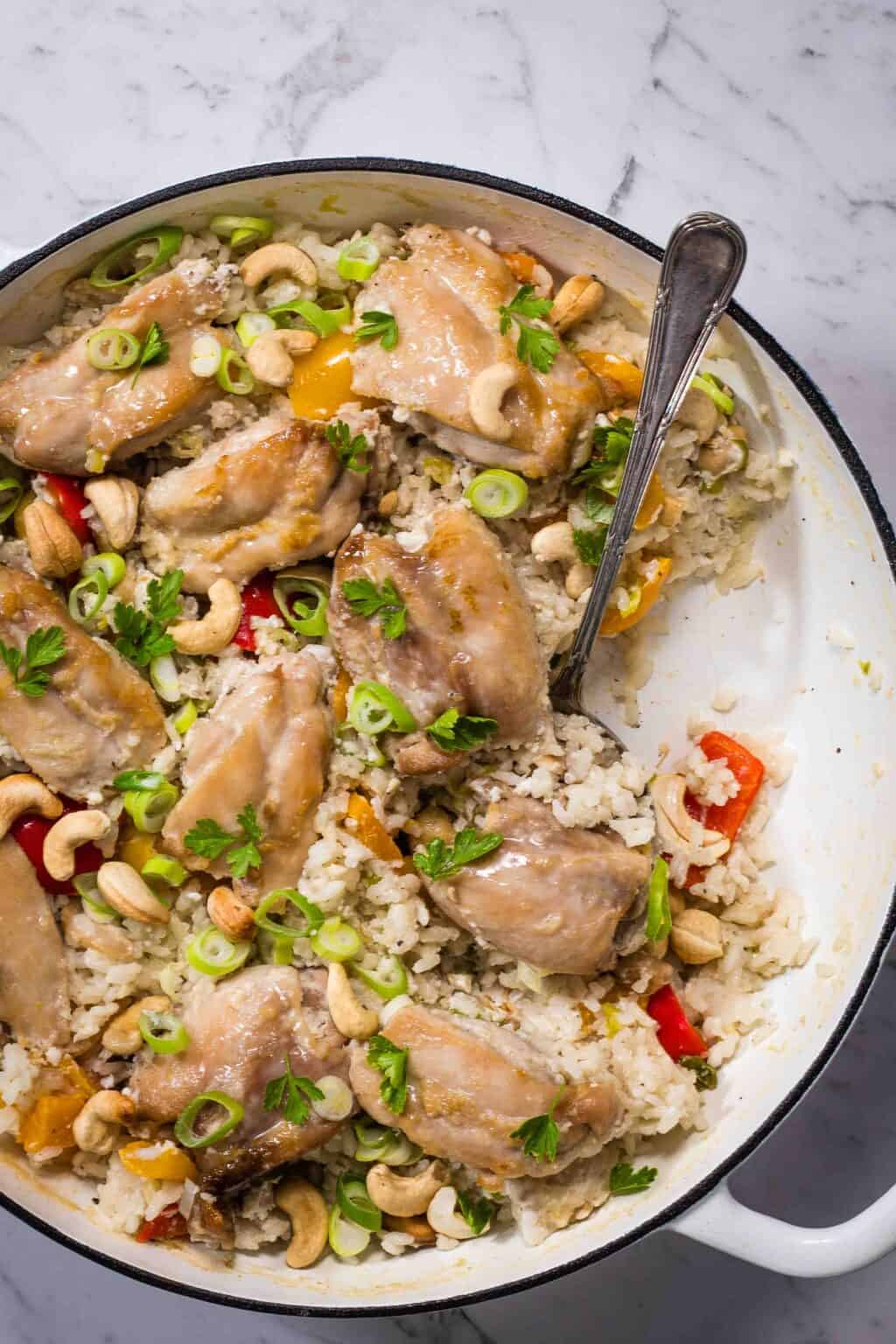 One Pot Chicken and Rice with Coconut Milk - Steam & Bake