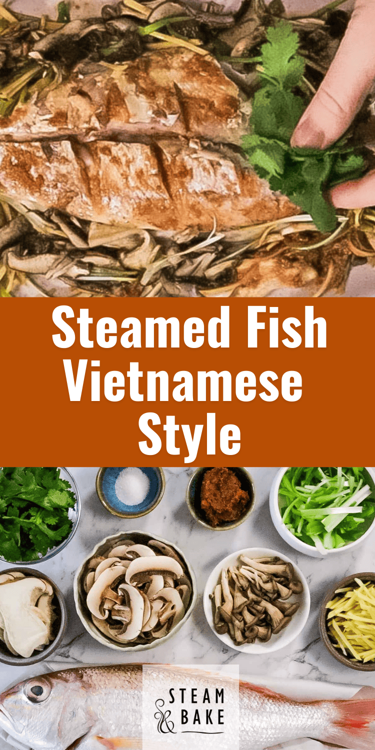 Whole Vietnamese Steamed Fish with Scallions and Mushrooms - Steam & Bake