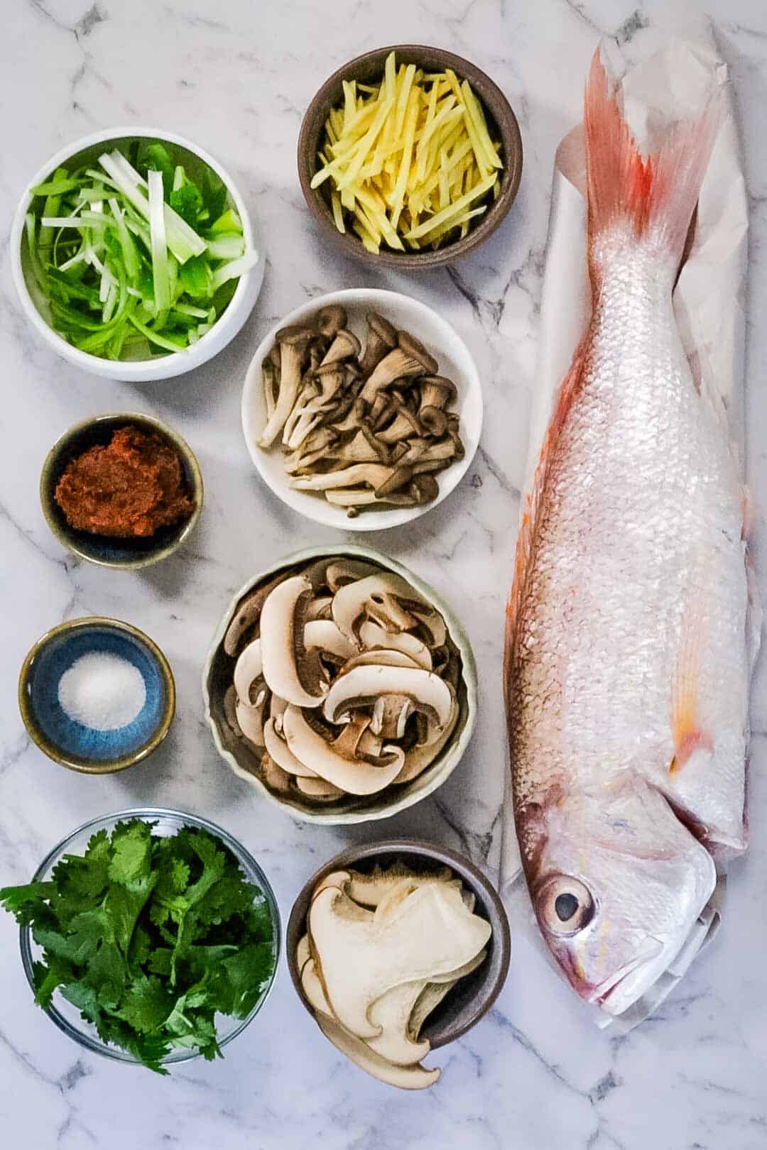 Whole Vietnamese Steamed Fish with Scallions and Mushrooms - Steam & Bake