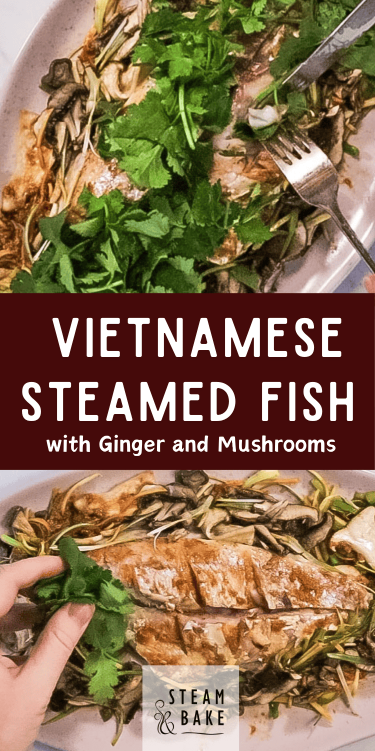 Whole Vietnamese Steamed Fish with Scallions and Mushrooms - Steam & Bake